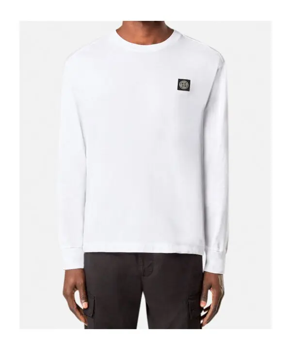 Stone Island Logo Patch Long-sleeved T-shirt - White