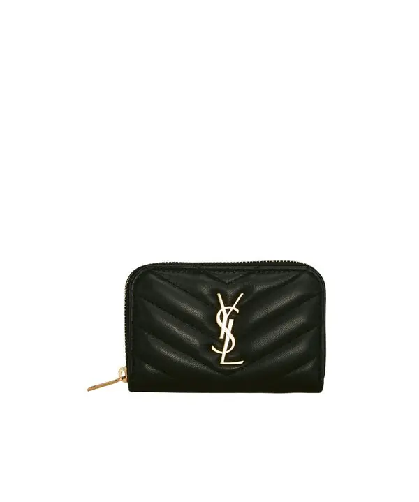 Saint Laurent Cassandre Matelassé Coin Card Wallet - Black