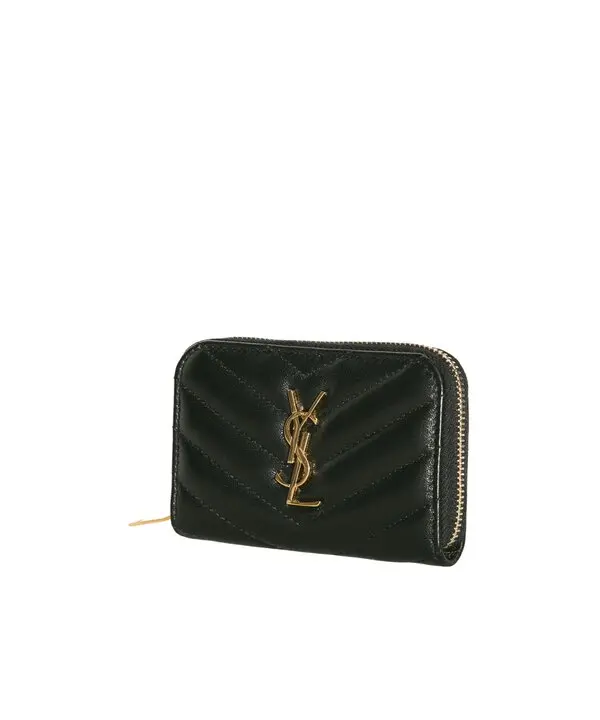 Saint Laurent Cassandre Matelassé Coin Card Wallet - Black