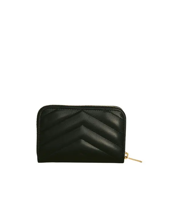 Saint Laurent Cassandre Matelassé Coin Card Wallet - Black