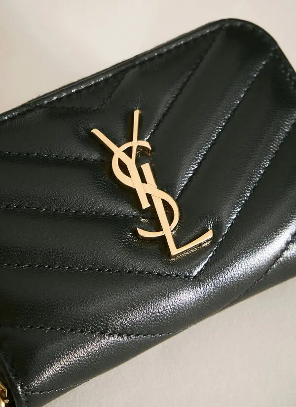 Saint Laurent Cassandre Matelassé Coin Card Wallet - Black