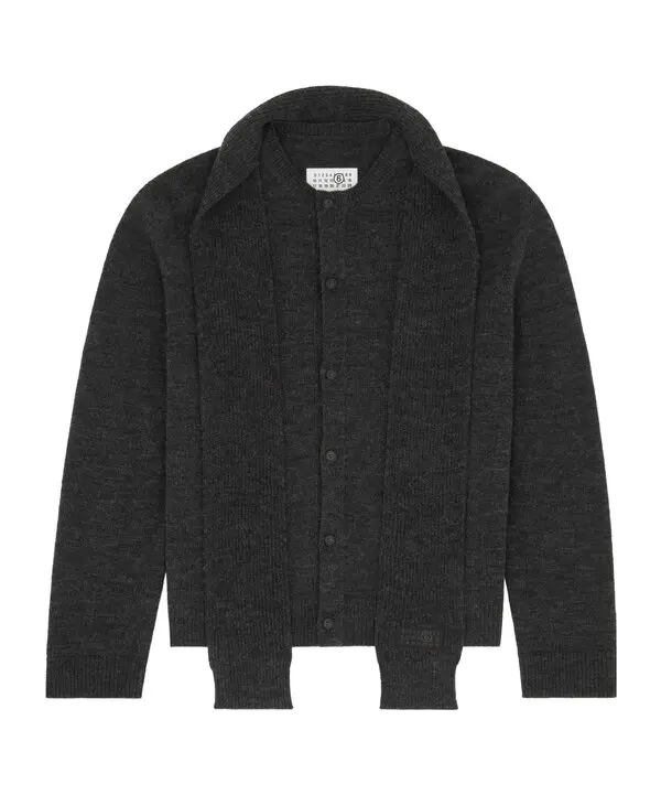 MAISON MARGIELA Knit Scarf Cardigan - Dark Gray