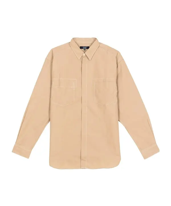 Comme Des Garçons Contrast-stitch Chest-pocket Shirt - Nude