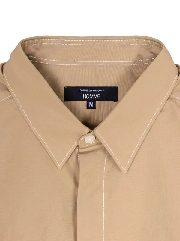 Comme Des Garçons Contrast-stitch Chest-pocket Shirt - Nude