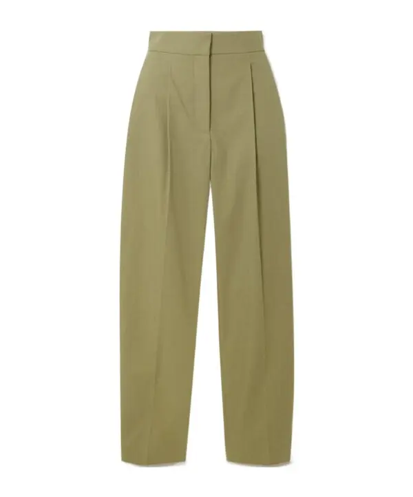 JOSEPH Paver Pleated Cotton Tapered Pants - Green