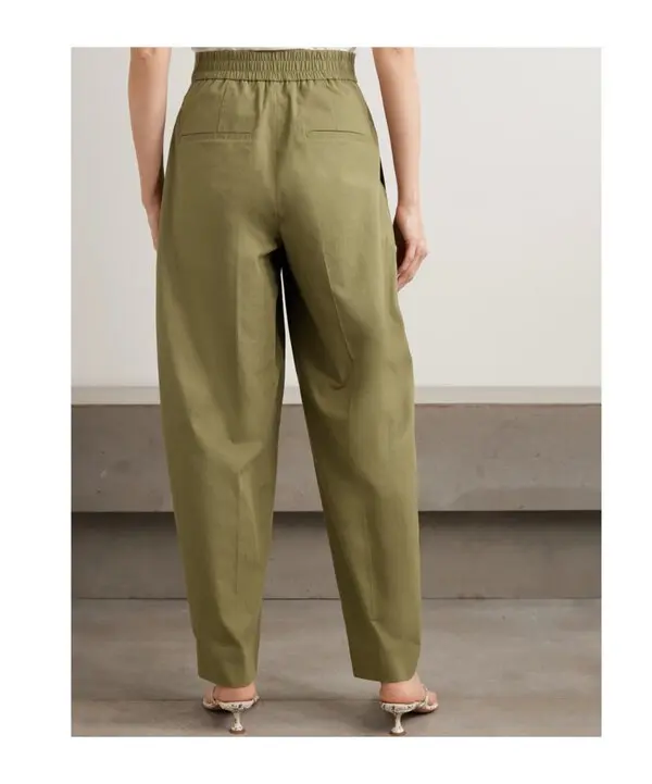 JOSEPH Paver Pleated Cotton Tapered Pants - Green
