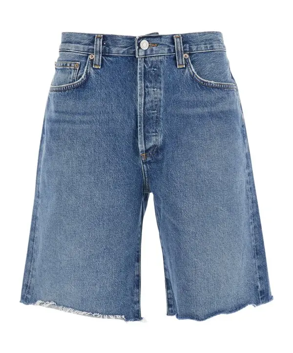 AGOLDE Raw Edge Hem Denim Shorts - Blue