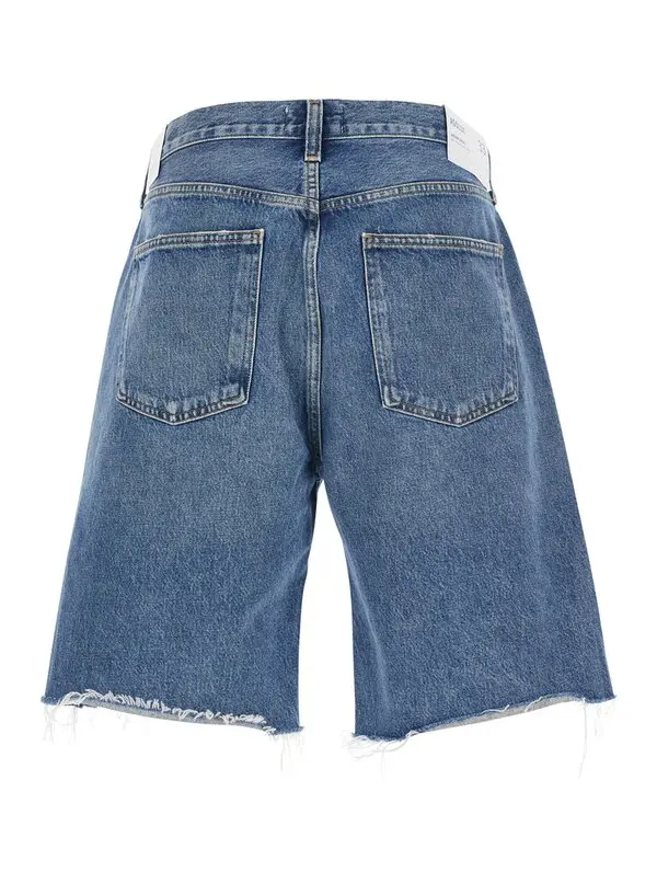 AGOLDE Raw Edge Hem Denim Shorts - Blue