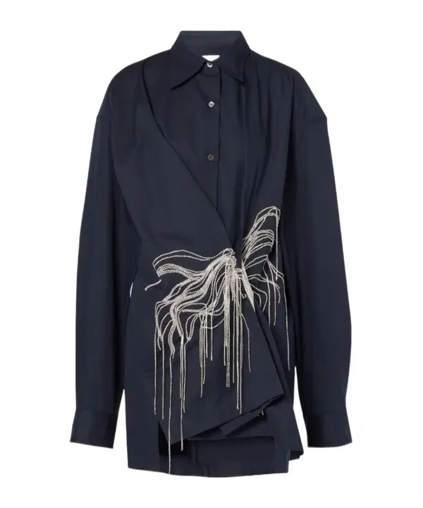 Dries Van Noten Embellished Oversized Shirt - Navy