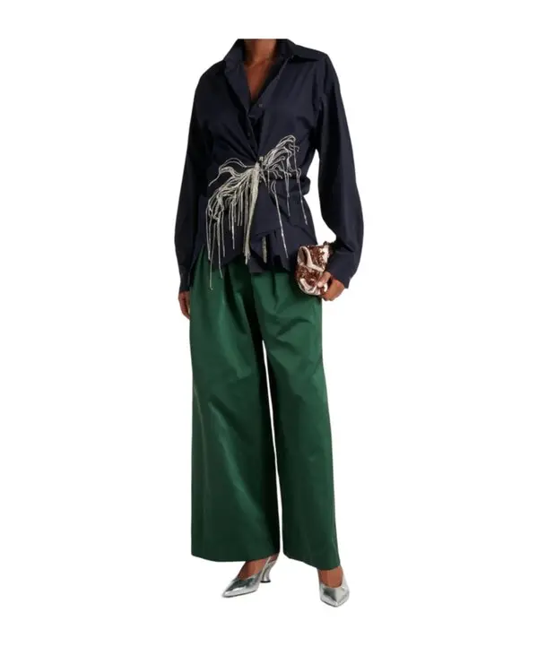 Dries Van Noten Embellished Oversized Shirt - Navy