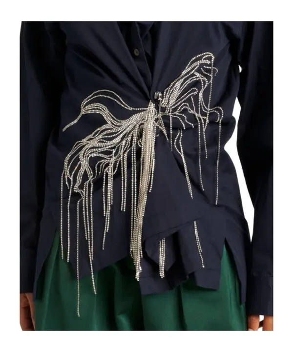 Dries Van Noten Embellished Oversized Shirt - Navy