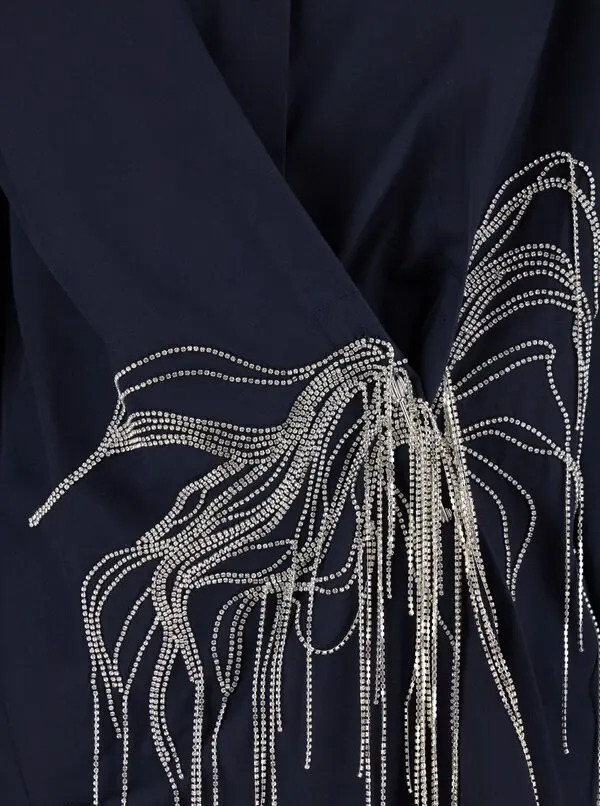 Dries Van Noten Embellished Oversized Shirt - Navy