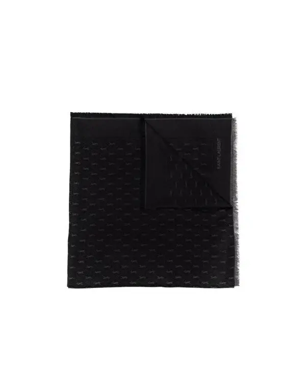Saint Laurent Cassandre Monogram Large Scarf - Black