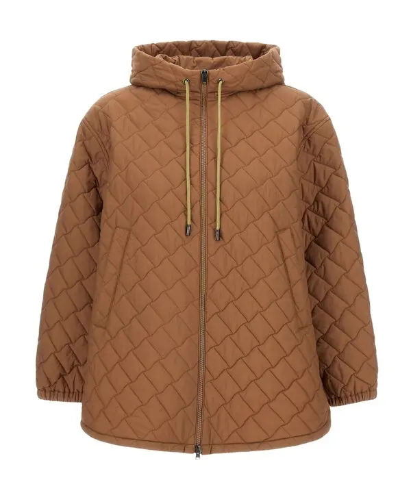 Herno Quilted Cotton-padded Jacket With Drawstring Hood - Brown