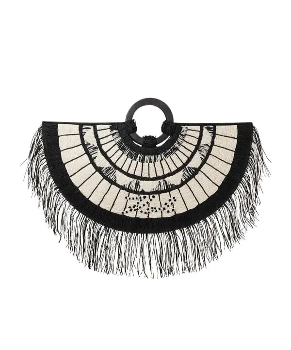 Karl Lagerfeld Fan Shape Tassel Handbag - Black