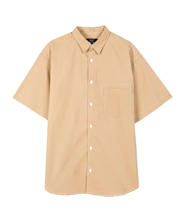 Comme Des Garçons Contrast-stitch Short-sleeve Shirt - Nude