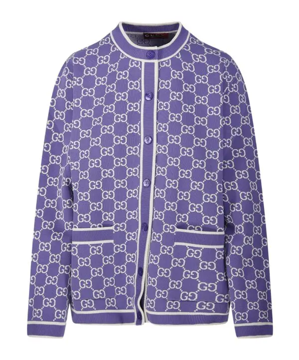 Gucci Gg Monogram Button-up Cardigan - Purple