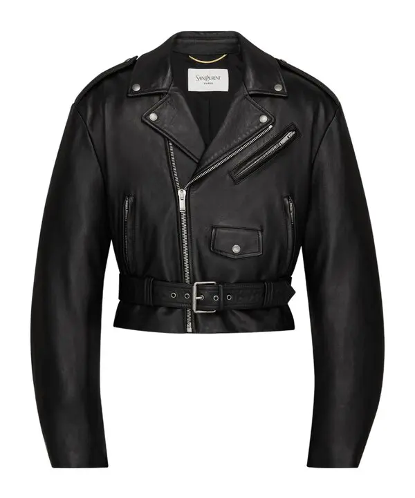 Saint Laurent Zip-up Biker Jacket - Black