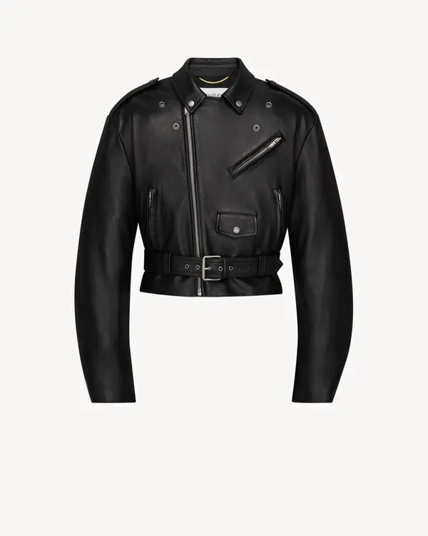 Saint Laurent Zip-up Biker Jacket - Black