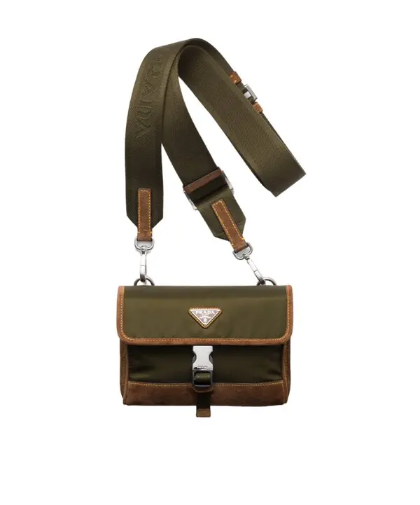 Prada Re-nylon And Suede Smartphone Case - Green
