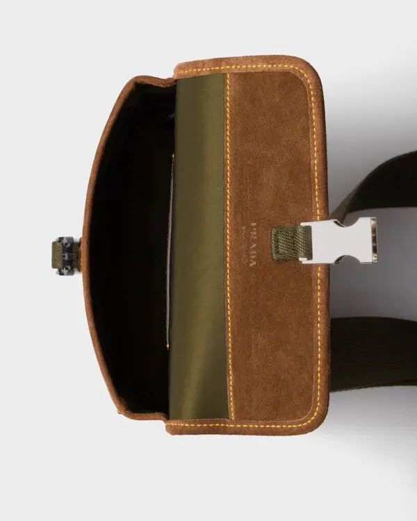 Prada Re-nylon And Suede Smartphone Case - Green
