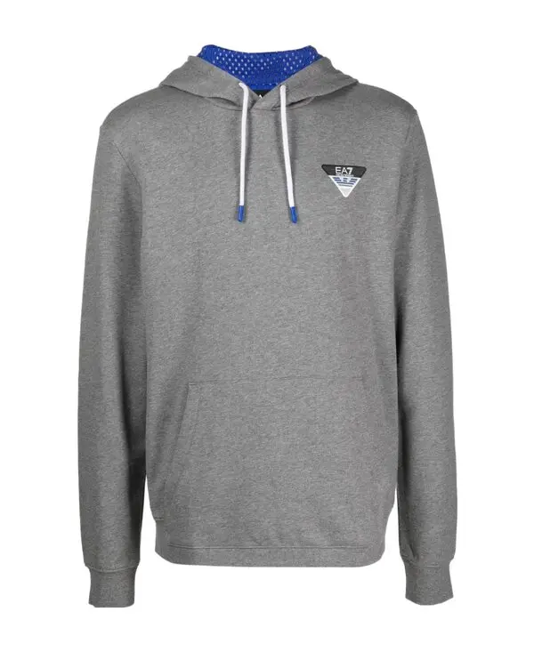 EA7 Logo Cotton Hoodie - Gray