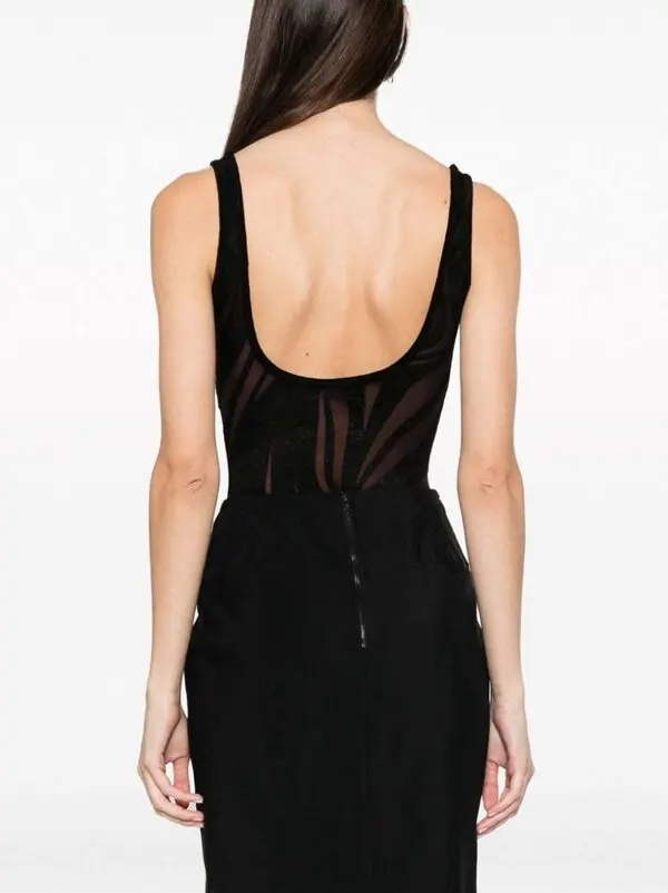 MUGLER Sheer Pattern Mesh Bodysuit