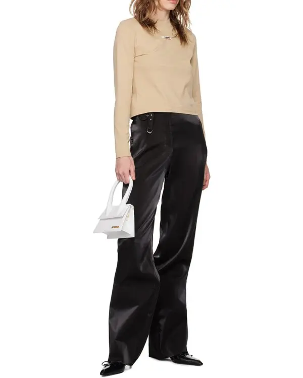 Jacquemus Ribbed Logo Patch Long Sleeve Top