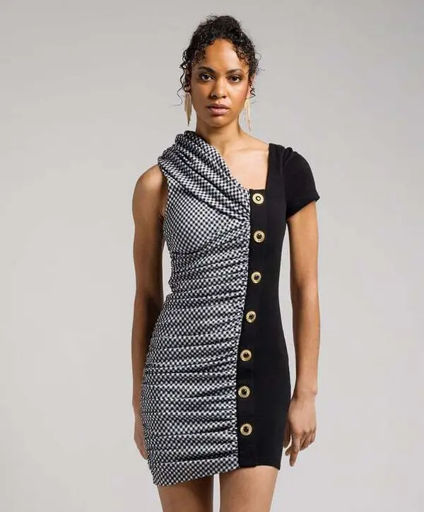 Balmain Asymmetrical Houndstooth Dress