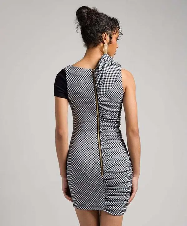 Balmain Asymmetrical Houndstooth Dress