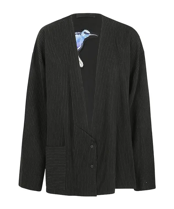 MARIA CALDERARA Pinstripe Open Jacket