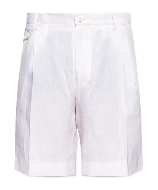 Dolce & Gabbana Pleated Linen Shorts - White