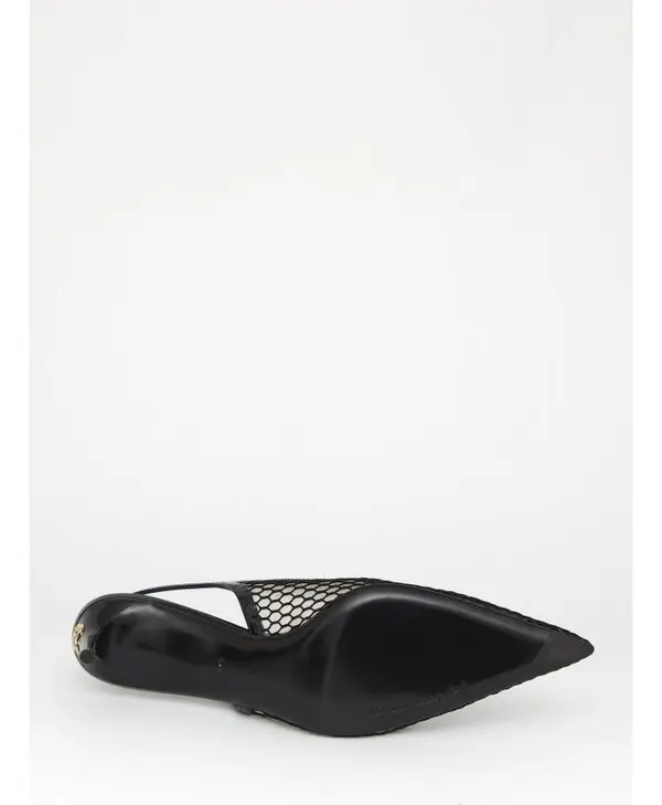 Dolce & Gabbana Fishnet Pointed Toe Slingback Pumps