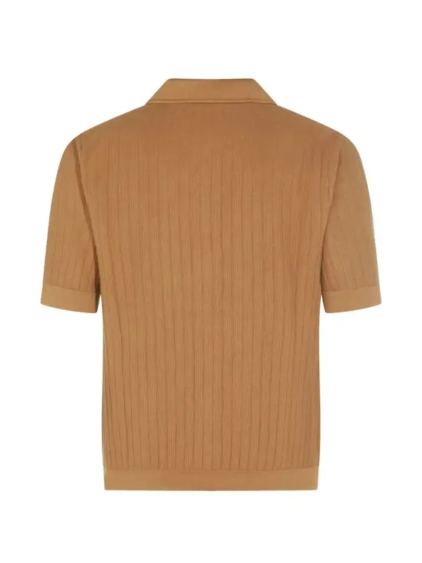 LARDINI Ribbed Knit Short-sleeve Shirt - Brown