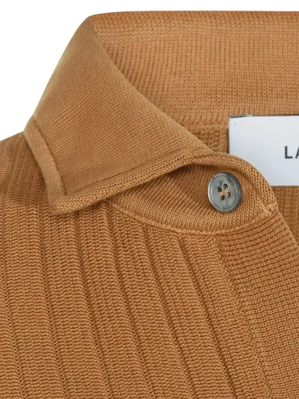 LARDINI Ribbed Knit Short-sleeve Shirt - Brown