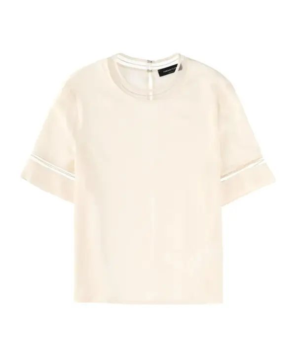 Fabiana Filippi Sheer Trim Short Sleeve Top - White