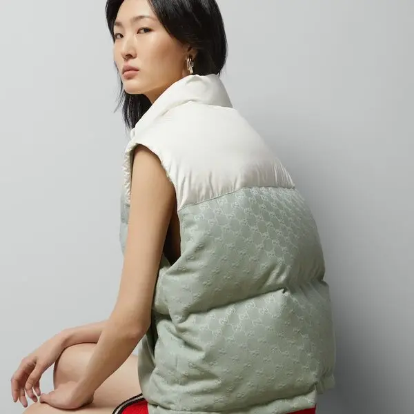 Gucci Monogrammed Padded Vest - Gray