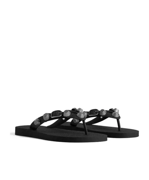 Balenciaga Cagole Stud Embellished Sandals - Black