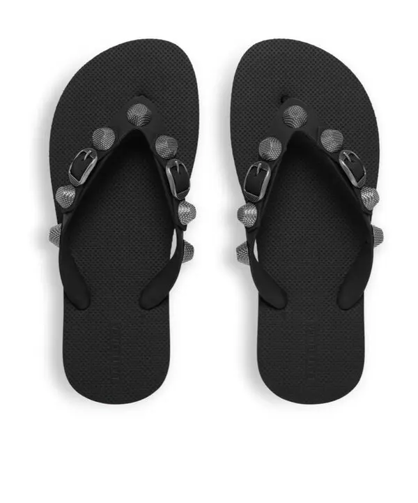 Balenciaga Cagole Stud Embellished Sandals - Black
