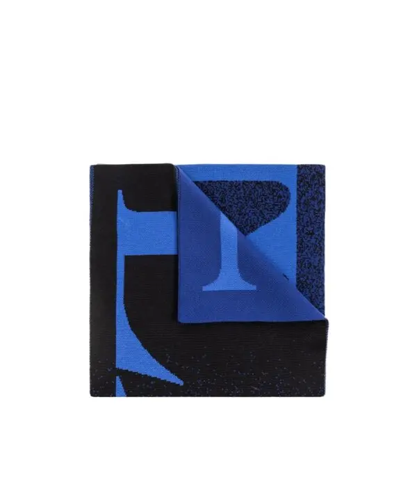 LANVIN Logo-intarsia Knitted Finished Edge Scarf - Black