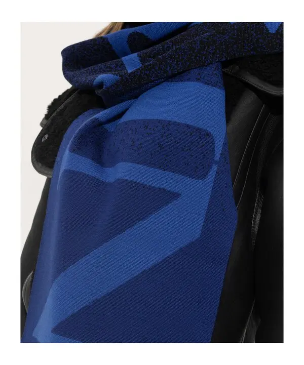 LANVIN Logo-intarsia Knitted Finished Edge Scarf