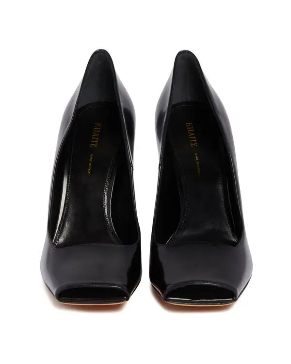 Khaite Cedar Square Toe Patent Pumps - Green