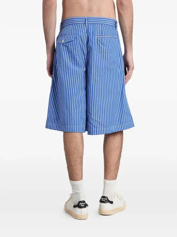 Comme Des Garçons Striped Pleated Shorts - Blue