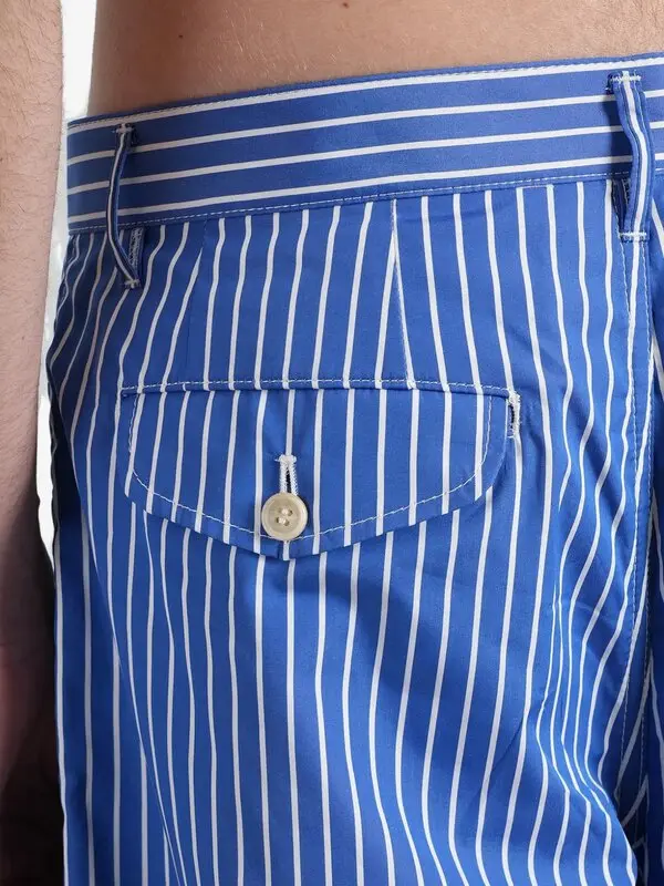 Comme Des Garçons Striped Pleated Shorts - Blue