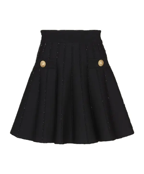 Balmain Sparkly Flared Knit Skirt