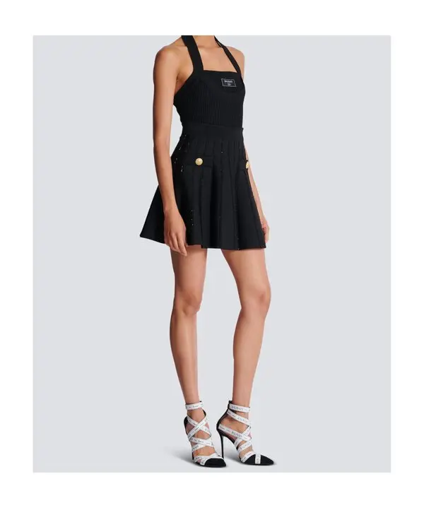 Balmain Sparkly Flared Knit Skirt