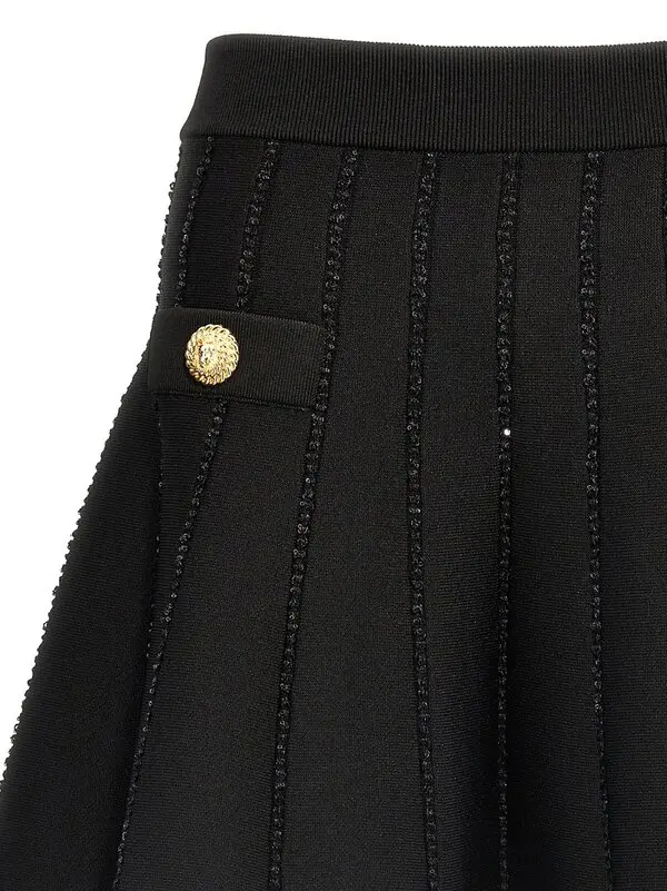 Balmain Sparkly Flared Knit Skirt
