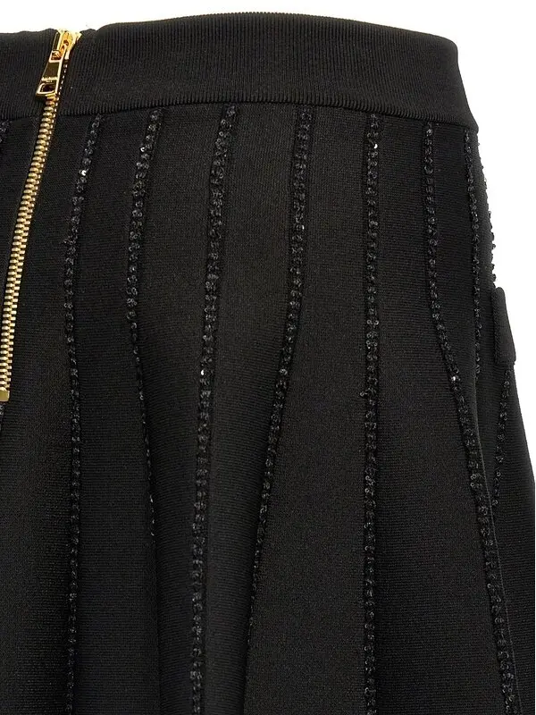 Balmain Sparkly Flared Knit Skirt