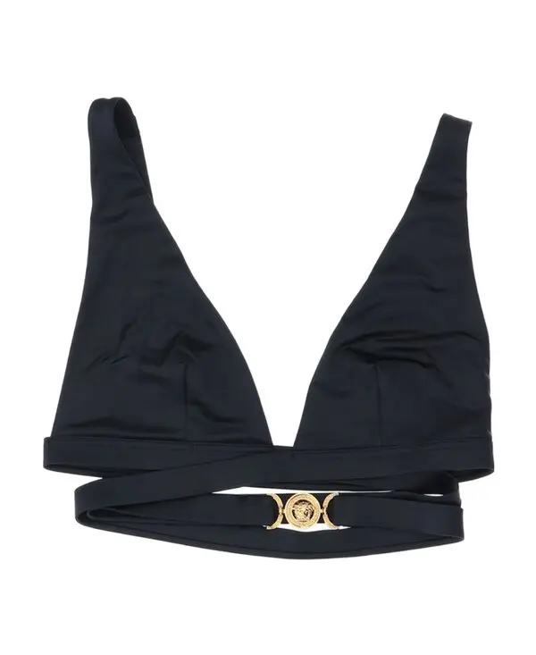 Versace Logo Embellished Bikini Top - Black