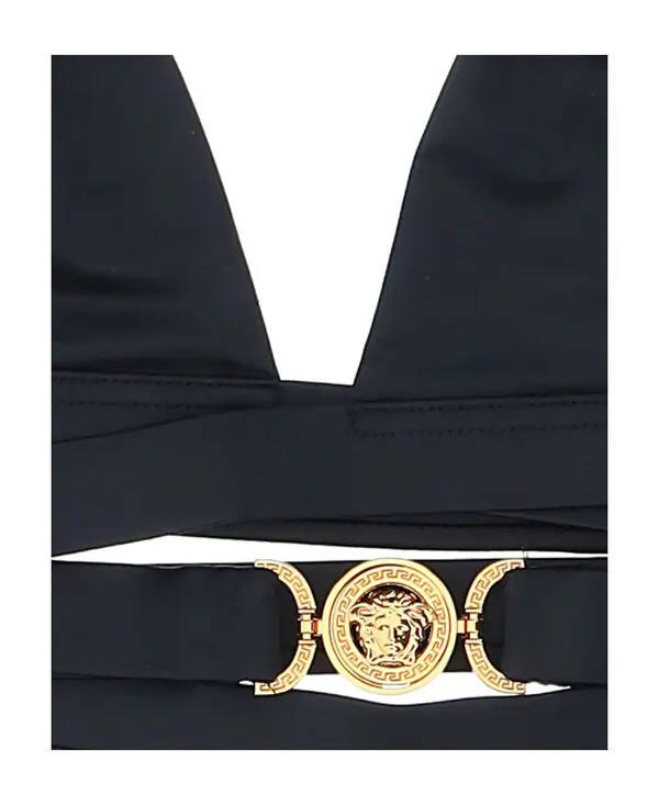 Versace Logo Embellished Bikini Top